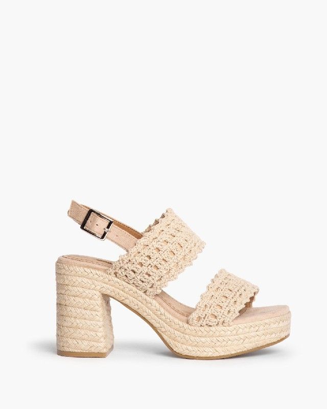 Sandalia Tacón Yute Color Beige de Corina Modelo M4407 — Oliva Bags & Shoes